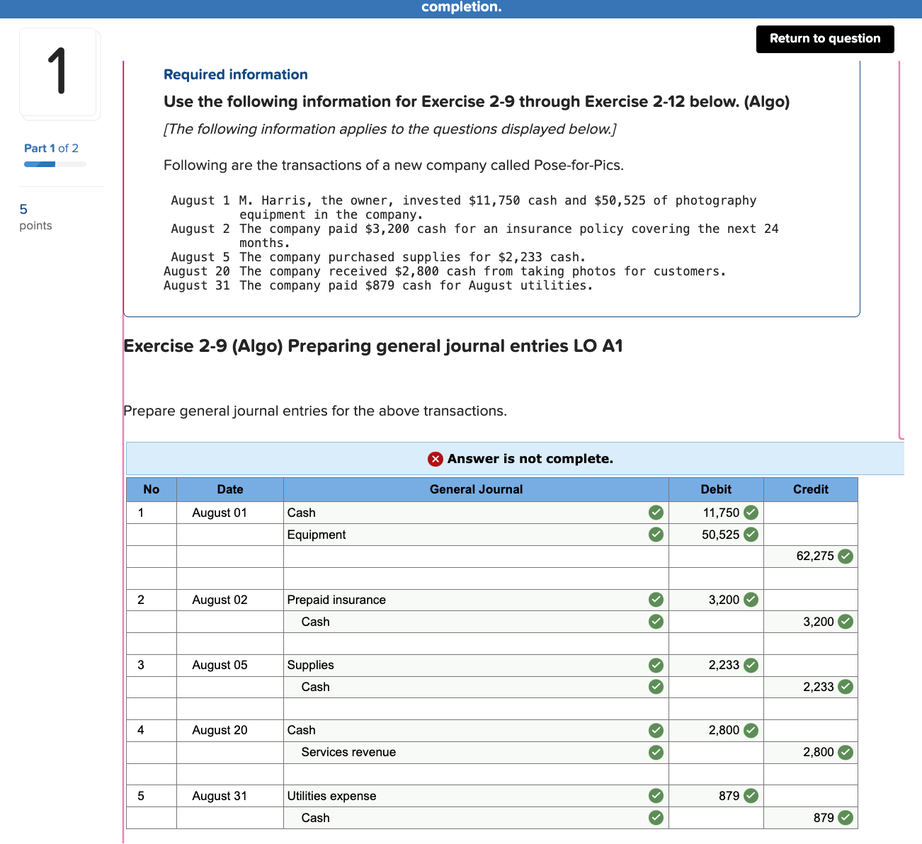 Solved completion.1Part 1 ﻿of 25pointsReturn to | Chegg.com