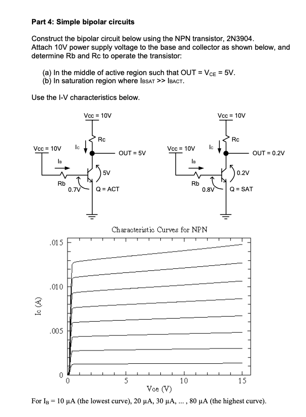 Solved Part 4: Simple bipolar circuits Construct the bipolar | Chegg.com