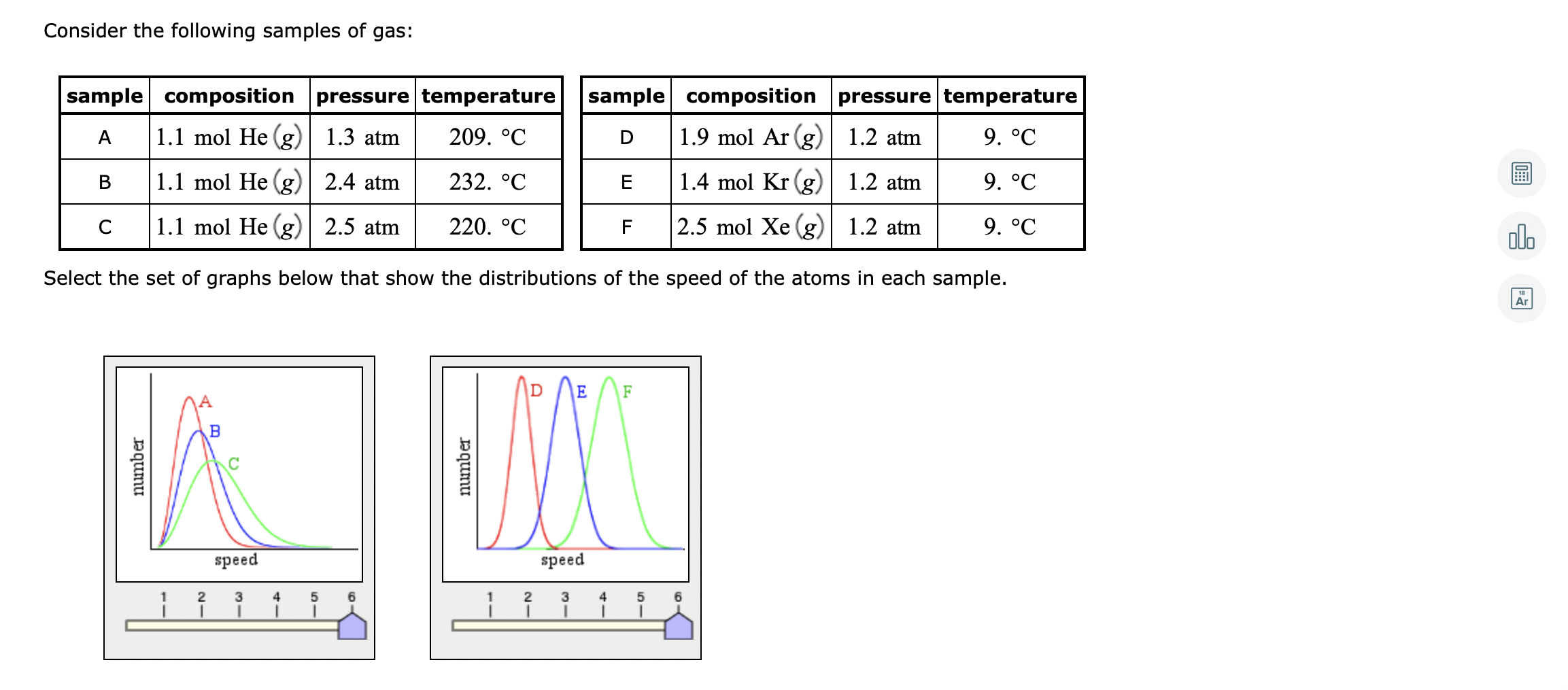 Solved Consider the following samples of gas: Select the | Chegg.com