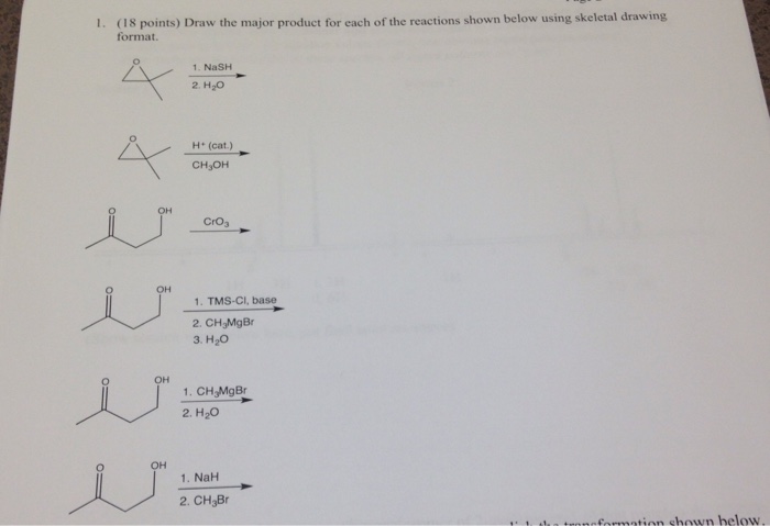 Solved Draw the major product for each of the reactions | Chegg.com