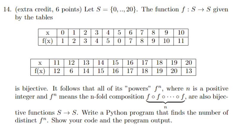 Solved 4. (extra credit, 6 points) Let S={0,..,20}. The | Chegg.com