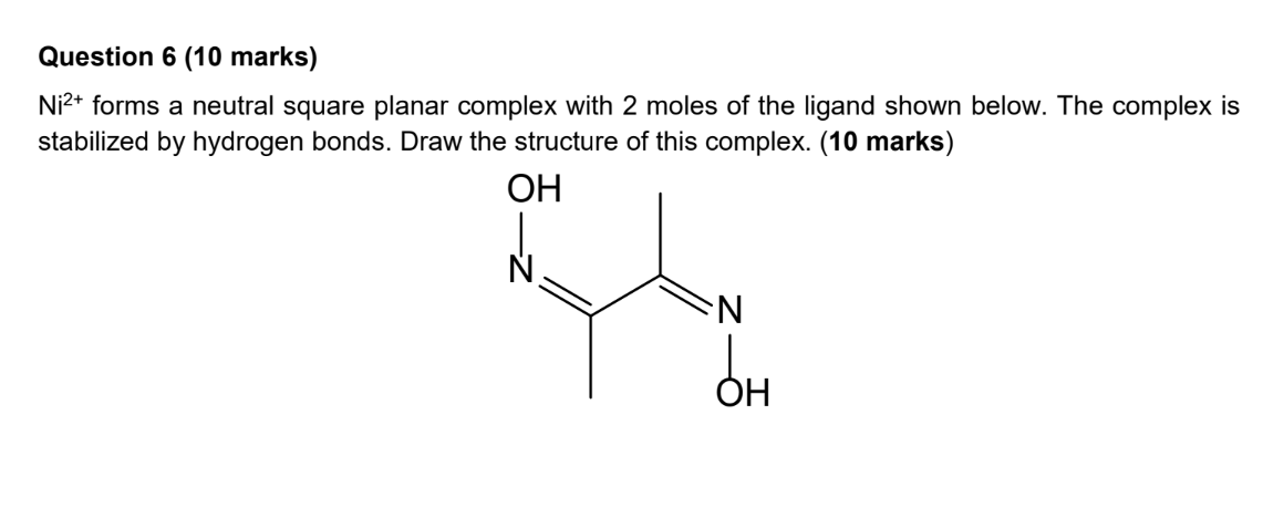 Solved Question 6 (10 marks) Ni²+ forms a neutral square | Chegg.com