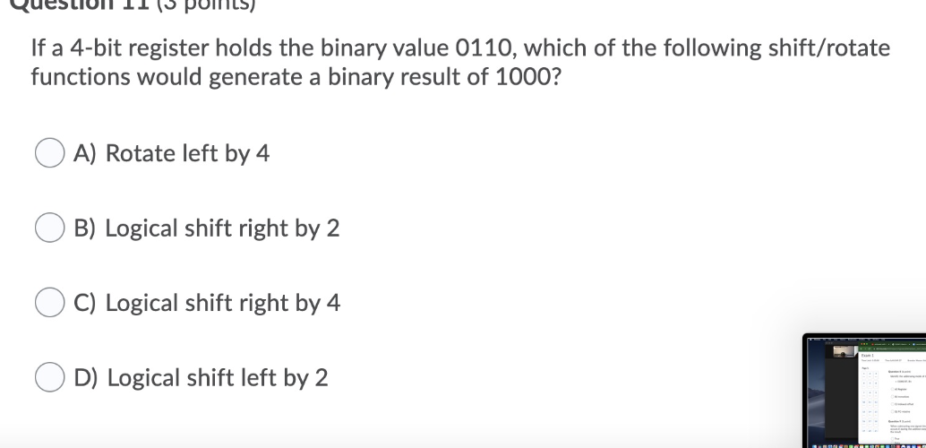 Solved If a 4-bit register holds the binary value 0110, | Chegg.com