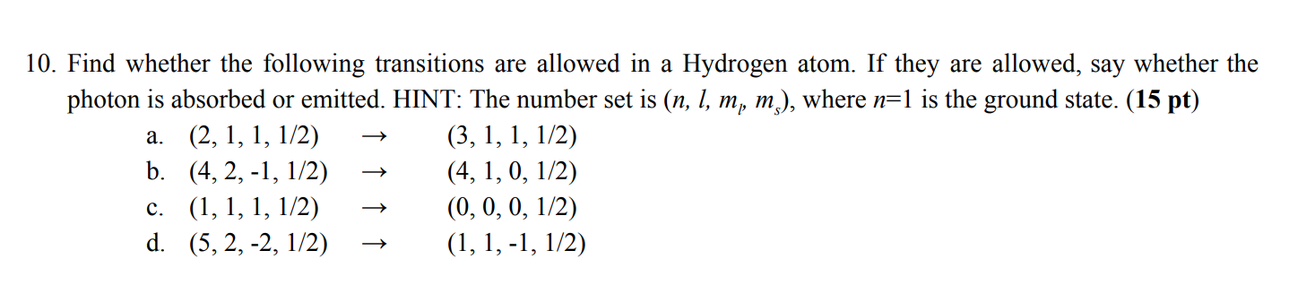 Solved 10. Find whether the following transitions are | Chegg.com