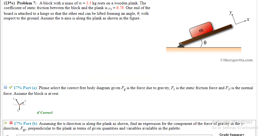 Solved 13 Problem 7 A Block With A Mass Of M 1 5 Kg