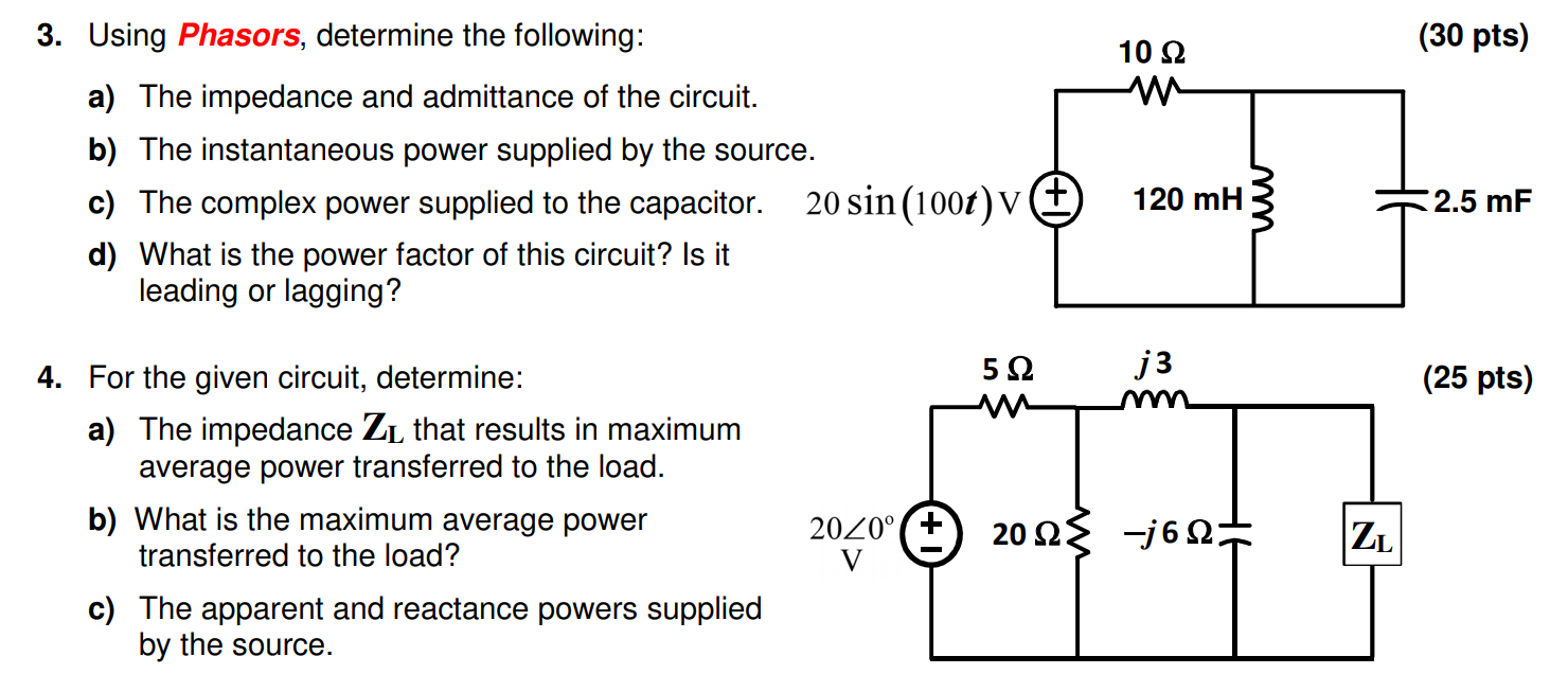 Solved 1012 (30 pts) 3. Using Phasors, determine the | Chegg.com
