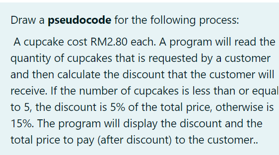 Solved Draw a pseudocode for the following process: A | Chegg.com