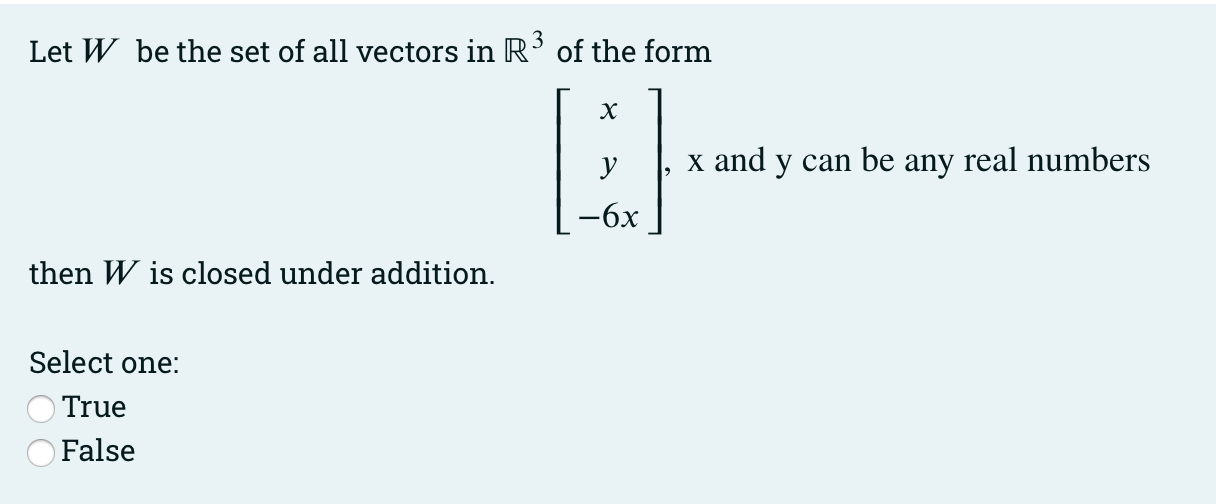 Solved The following subset W of R2 where W is the set of | Chegg.com