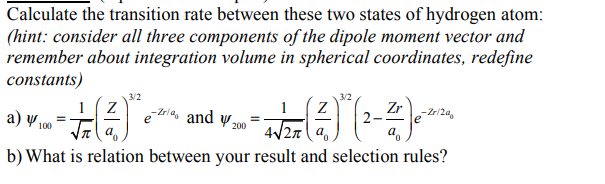 Solved Calculate the transition rate between these two | Chegg.com