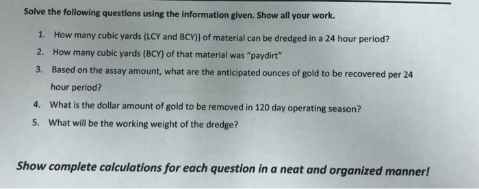 Solved Dredging Indian Creek STERN GANTRY BOW GANTRY COARSE | Chegg.com