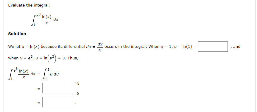 Solved Evaluate the integral. ∫1e3xln(x)dx Solution We let | Chegg.com