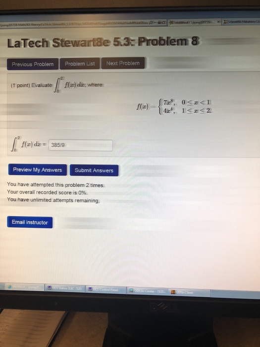 Solved LaTech Stewart8e 5.3 Problem 8 Previous Problem | Chegg.com