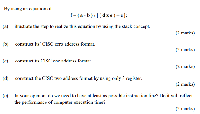 Solved By using an equation of f=(a - b)/[(dxe)+c]; (a) | Chegg.com