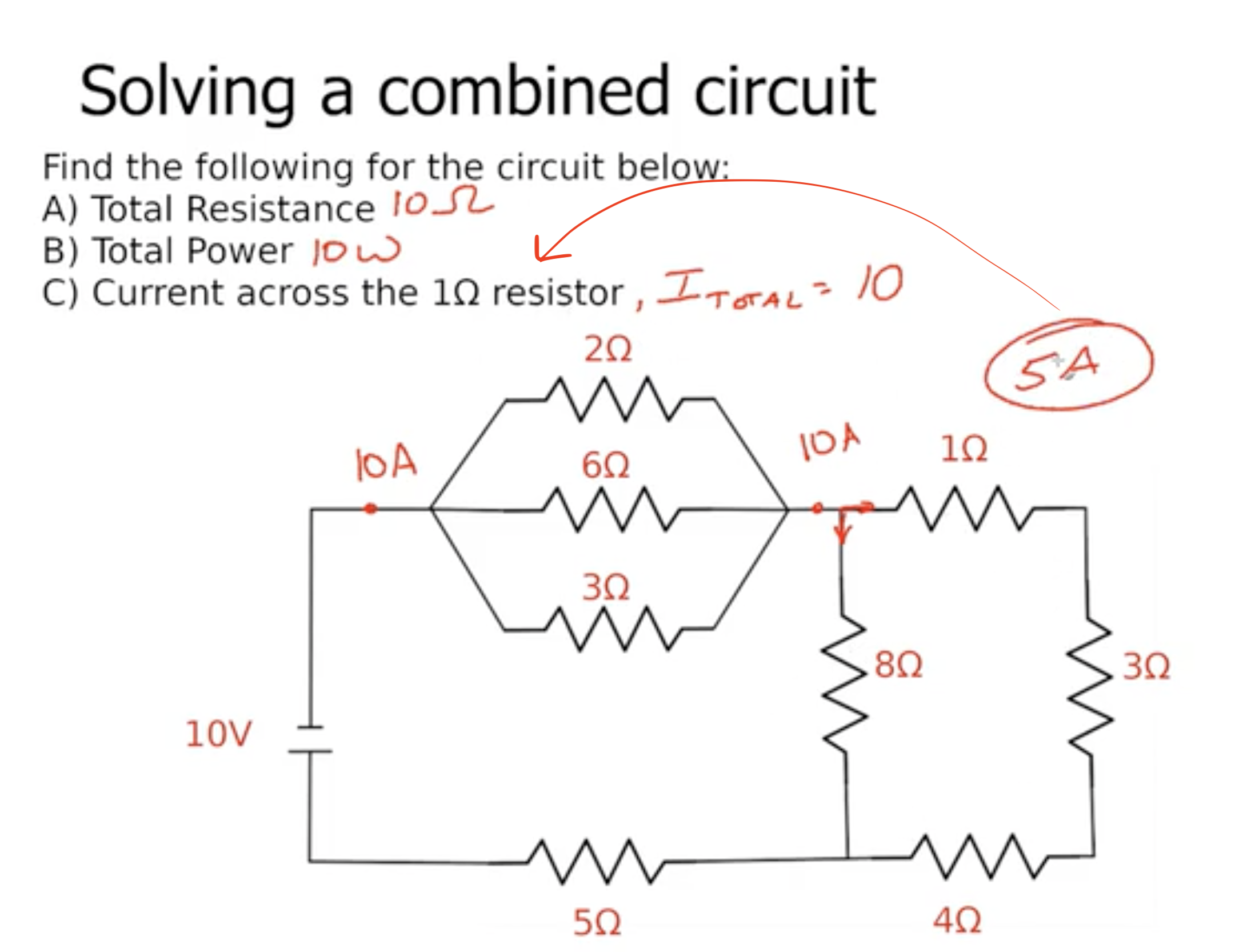 Solved Given this combined circuit with parts A, B, and C | Chegg.com Solved Given this combined circuit with parts A, B, and C | Chegg.com
