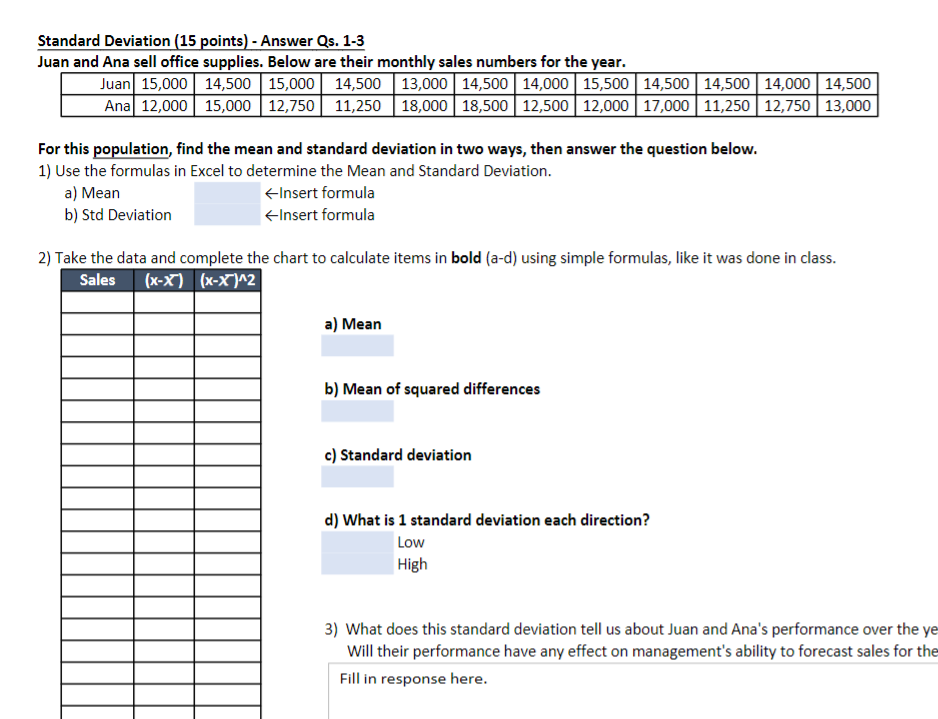 Solved Standard Deviation (15 points) - Answer Qs. 1-3 Juan | Chegg.com