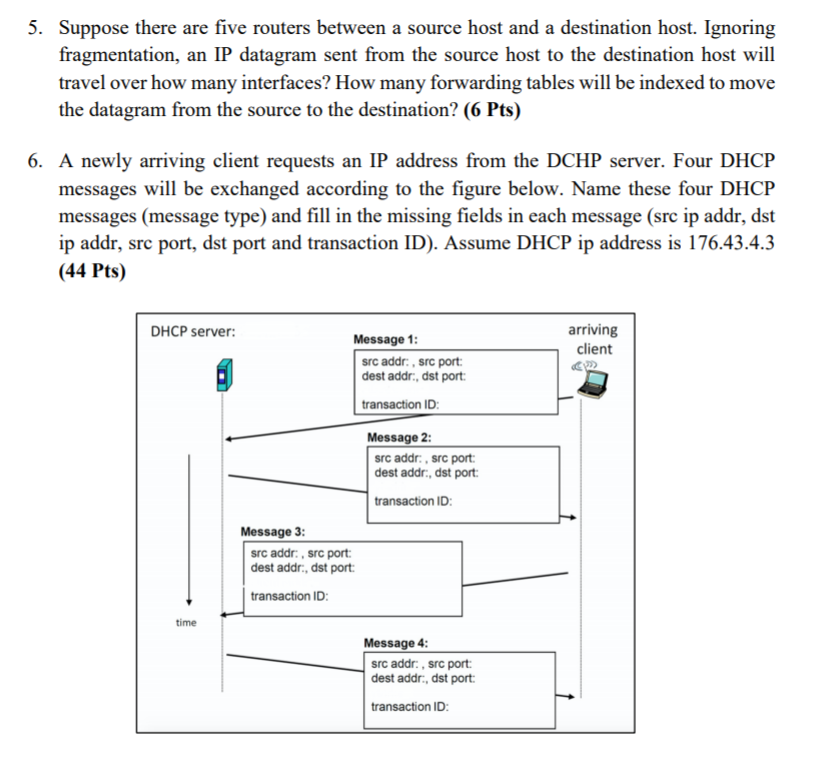 Solved 5. Suppose there are five routers between a source | Chegg.com