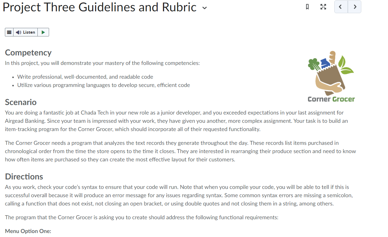 Solved Project Three Guidelines and Rubric Competency In | Chegg.com
