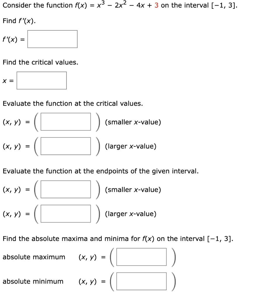 Solved Consider the function f(x)=x3−2x2−4x+3 on the | Chegg.com