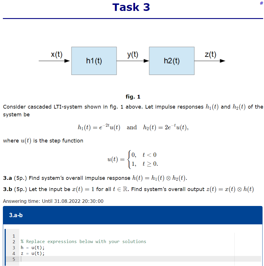 Solved fig. 1 Consider cascaded LTI-system shown in fig. 1 | Chegg.com