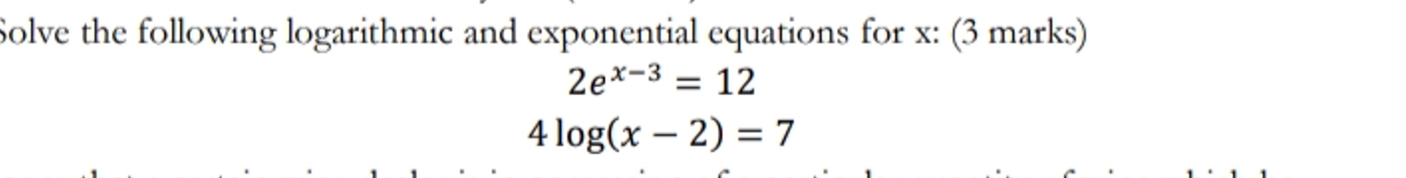 Solved olve the following logarithmic and exponential | Chegg.com