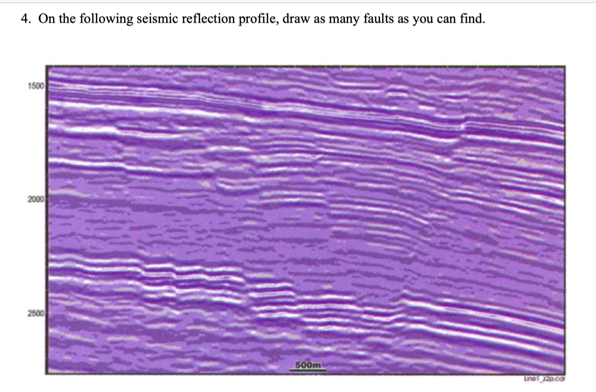 Solved 4. On the following seismic reflection profile, draw | Chegg.com