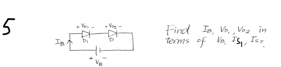 Solved Find Ib, VD, VD2 in ﻿terms of Vb, Is1,Is2 | Chegg.com