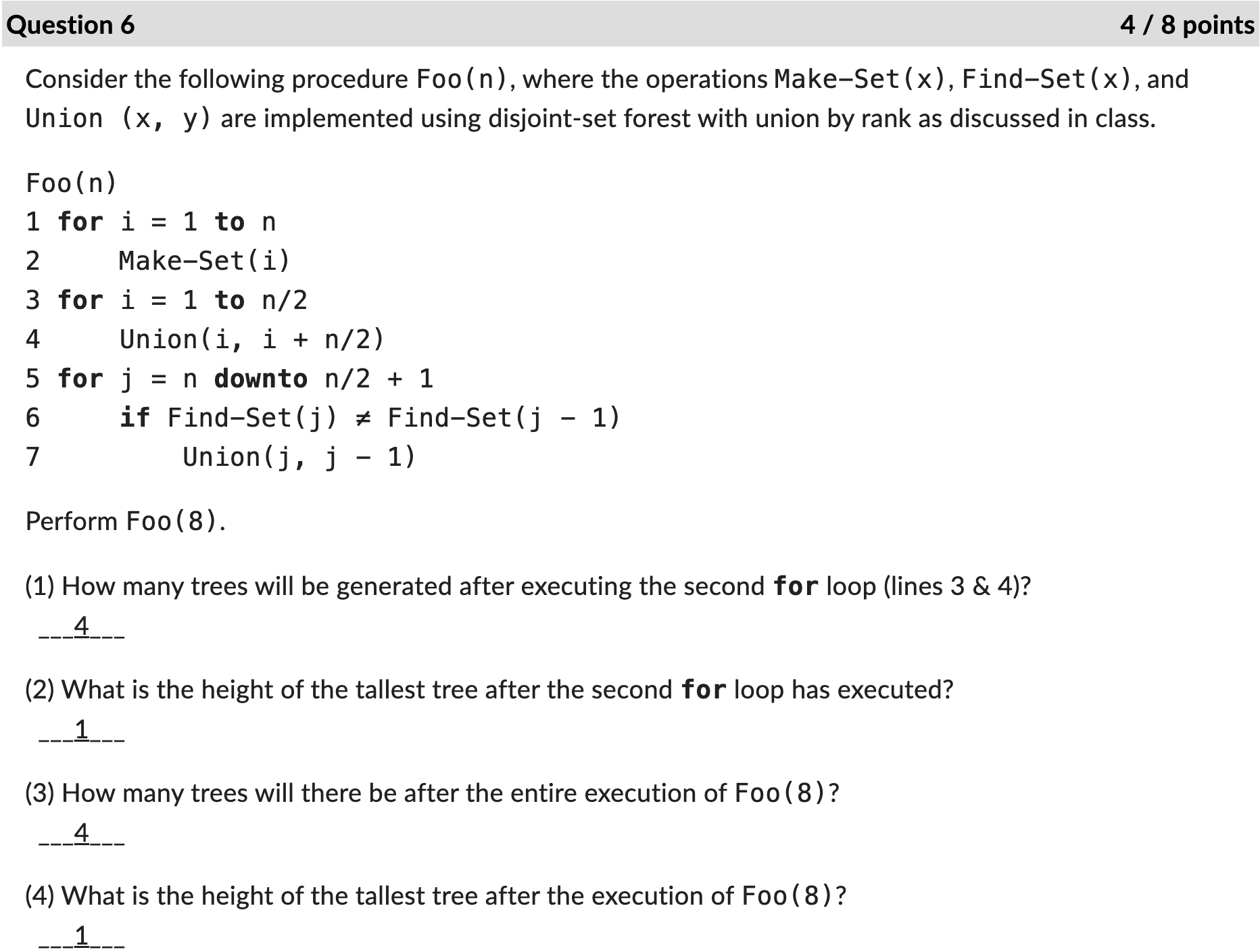 Consider the following procedure Foo (n), ﻿where the | Chegg.com