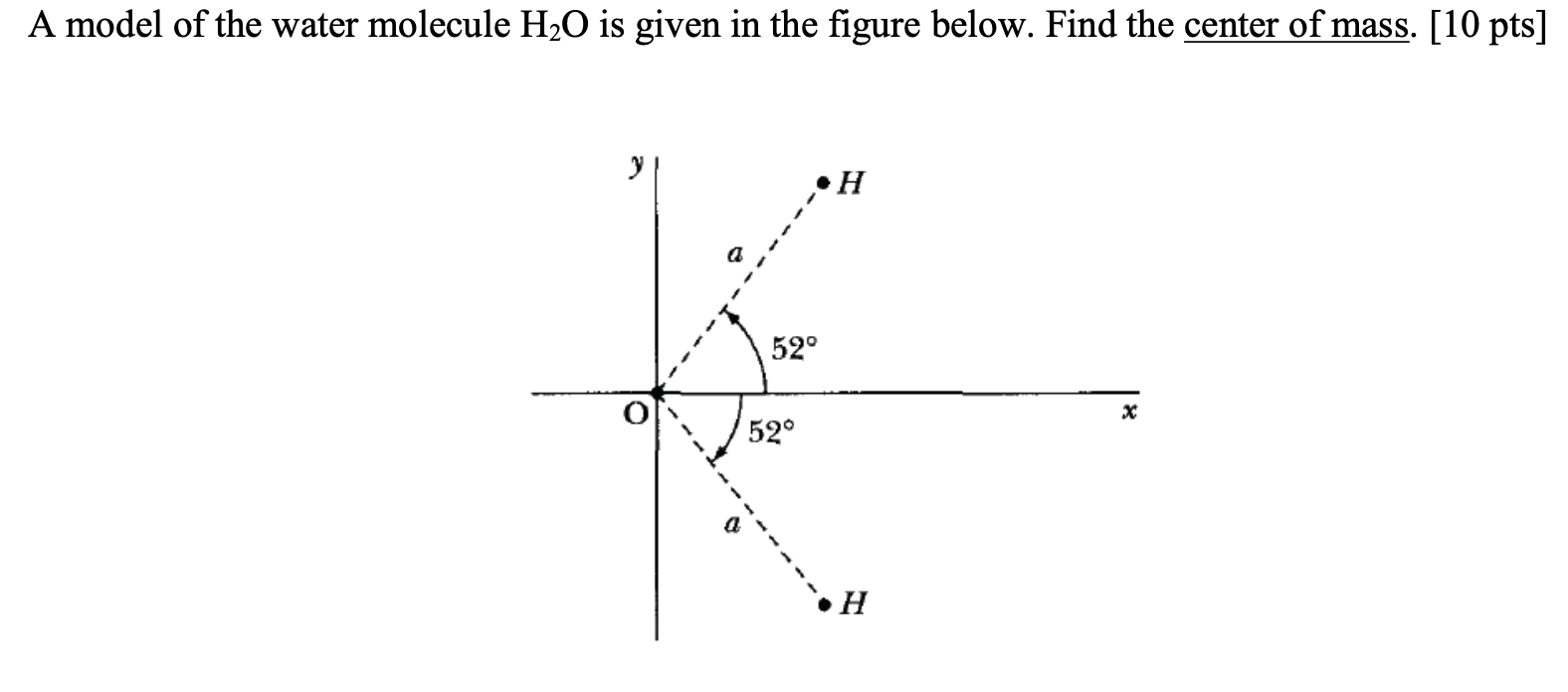 Solved A model of the water molecule H2O is given in the | Chegg.com