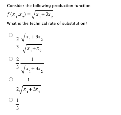Solved Consider the following production function: | Chegg.com