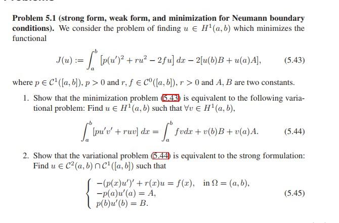 Problem 5.1 (strong form, weak form, and minimization | Chegg.com