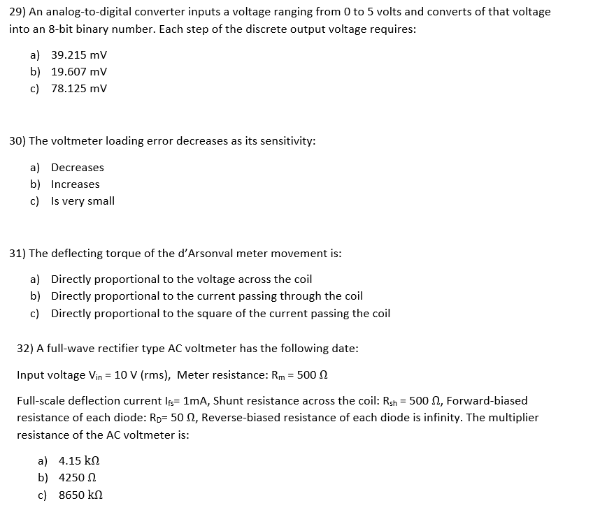 Solved 29) An analog-to-digital converter inputs a voltage | Chegg.com