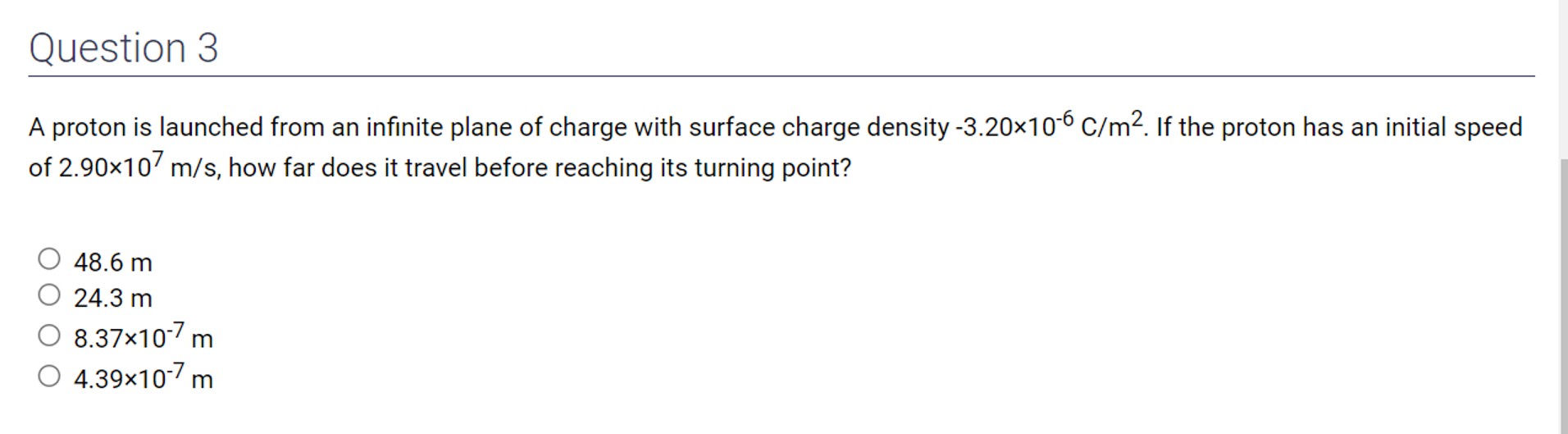 Solved Question 3a Proton Is Launched From An Infinite Plane