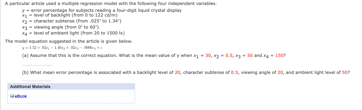 Solved A particular article used a multiple regression model | Chegg.com