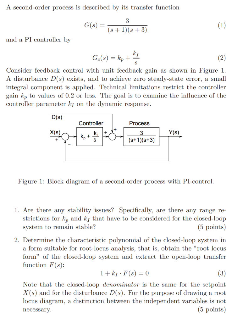Solved A second-order process is described by its transfer | Chegg.com