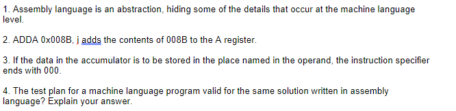 Solved 1. Assembly language is an abstraction, hiding some | Chegg.com