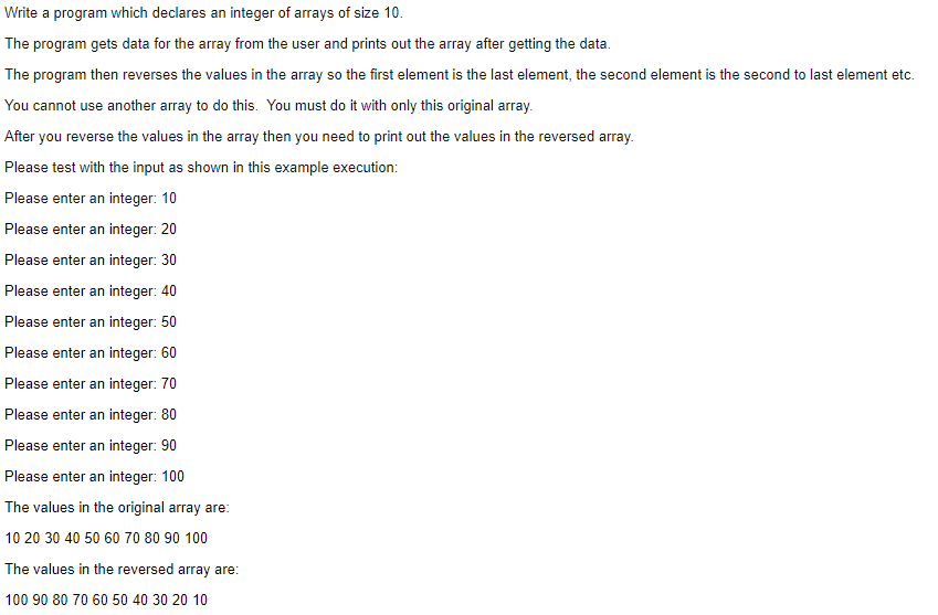 Solved Write A Program Which Declares An Integer Of Arrays