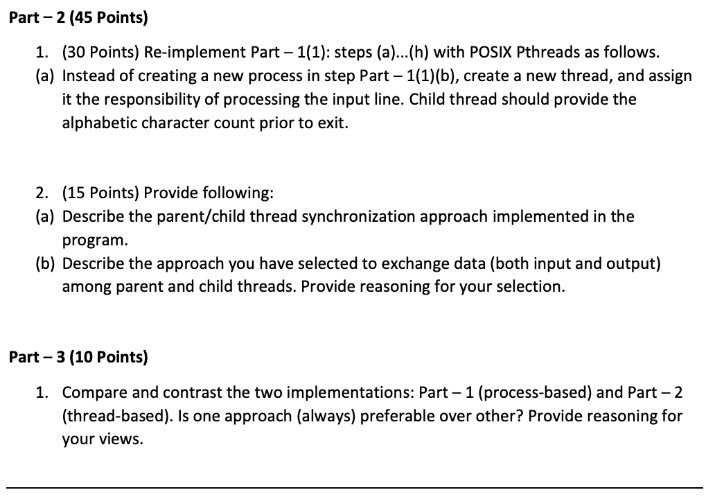 Solved Part - 1 (45 Points) 1. (30 Points) Write a C program | Chegg.com