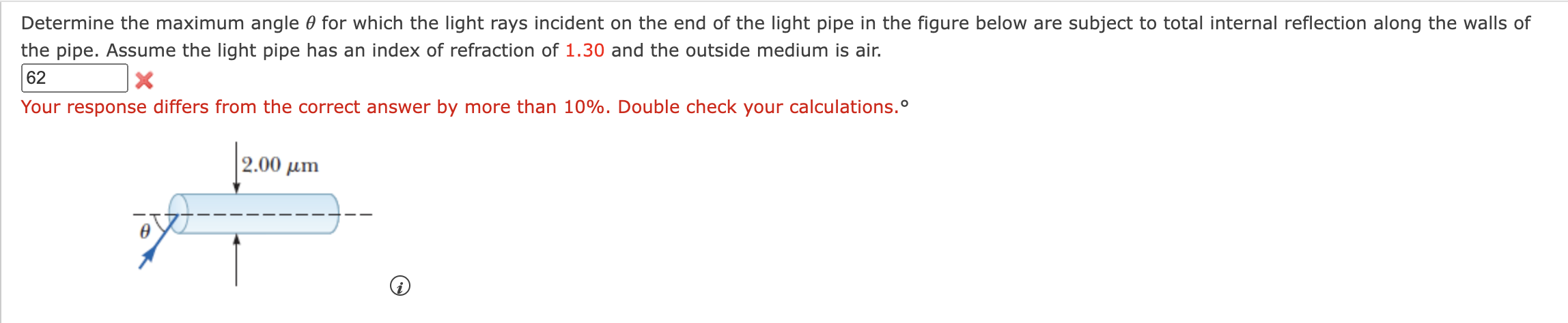 Solved Determine the maximum angle θ for which the light | Chegg.com
