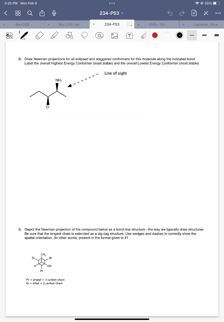 Solved 8) Draw Newman projections for all eclipsed and | Chegg.com