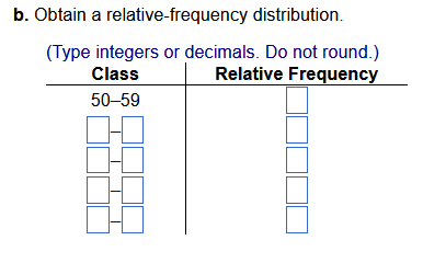 Solved b. Obtain a relative-frequency distribution. (Type | Chegg.com