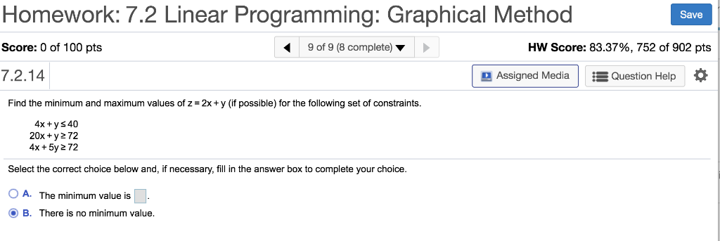 Solved Homework: 7.2 Linear Programming: Graphical Method | Chegg.com