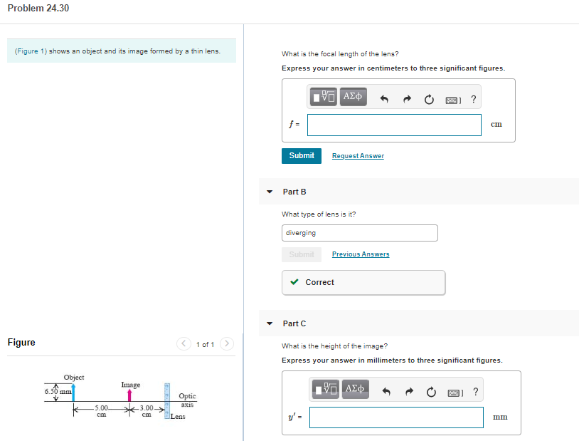Solved Problem 24.30 (Figure 1) shows an object and its | Chegg.com