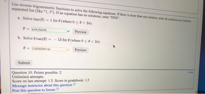 Solved use inverse trigonometric functions to solve the | Chegg.com
