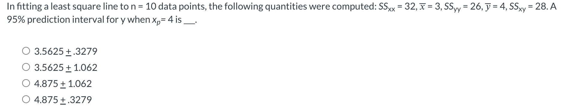 In fitting a least square line to n=10 data points, | Chegg.com