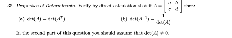 Solved Properties of Determinants. Verify by direct | Chegg.com