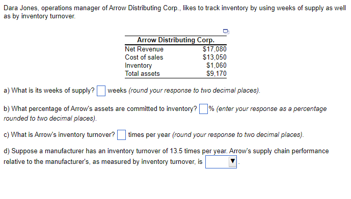 Solved Dara Jones, operations manager of Arrow Distributing | Chegg.com