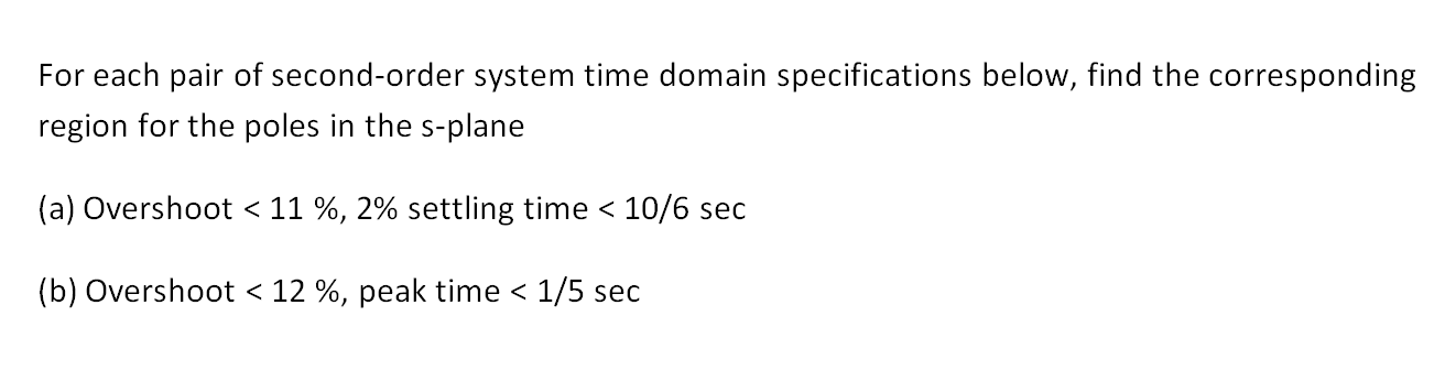 Solved For each pair of second-order system time domain | Chegg.com
