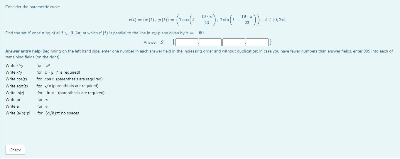 Solved Consider The Parametric Curve