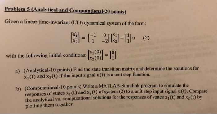 Solved Problem 5 (Analytical and Computational-20 points) | Chegg.com