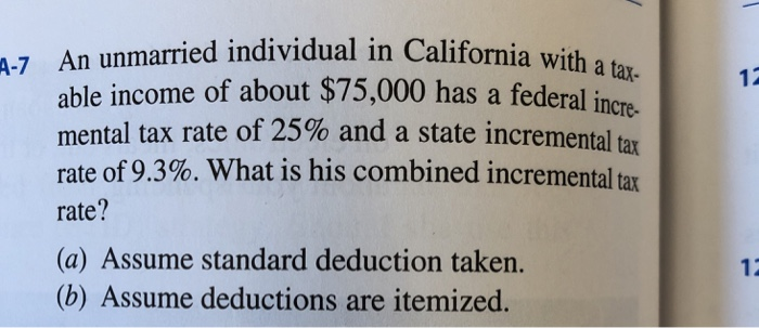 Solved An unmarried individual in Califo able income of | Chegg.com